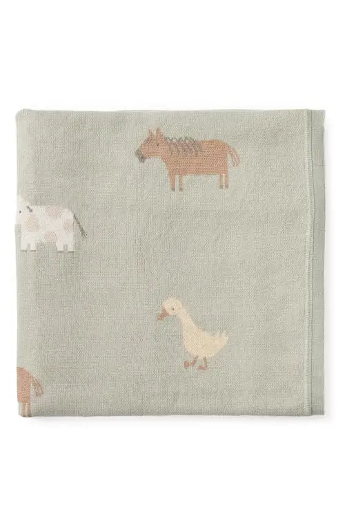ELEGANT BABY On The Farm Cotton Knit Blanket - Sage