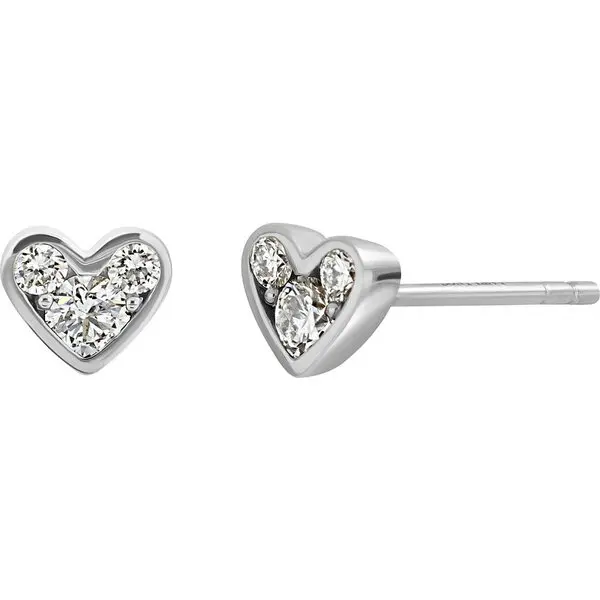 Bony Levy Mika Diamond Heart Stud Earrings - 18k White Gold