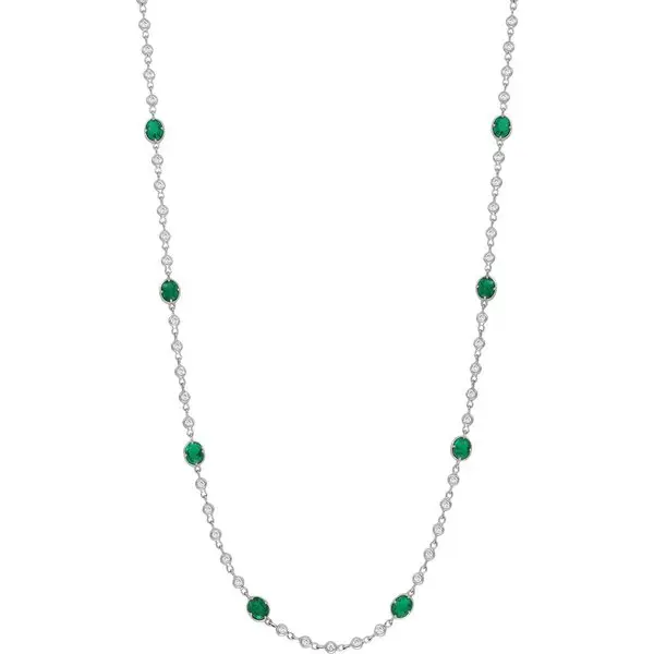 Bony Levy El Mar Emerald & Diamond Station Necklace - 18k White Gold