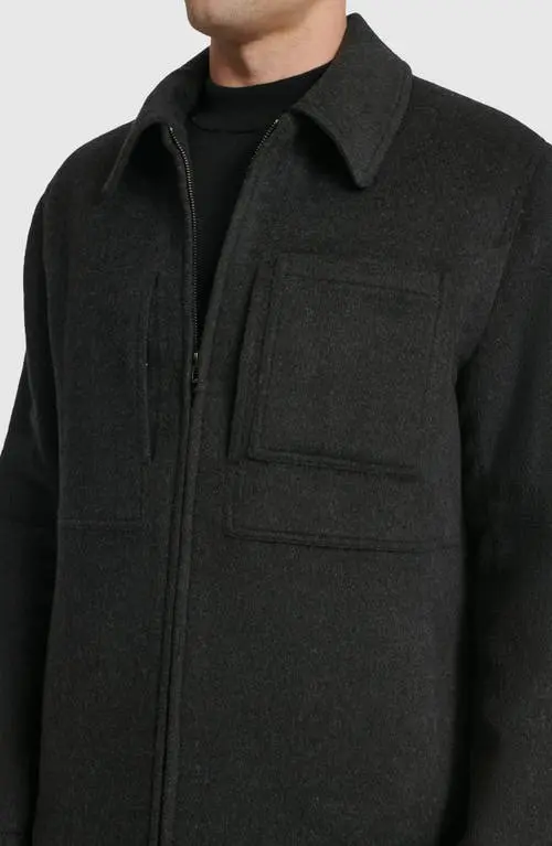 Cole Haan Felt Zip Front Shirt Jacket - Charcoal