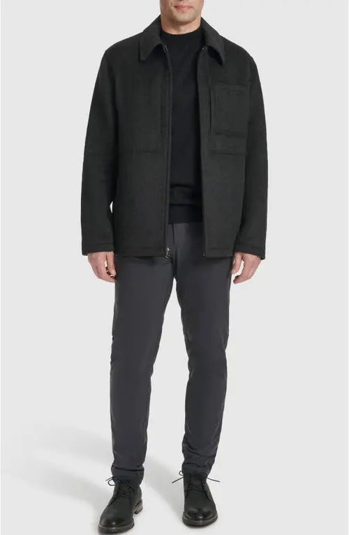 Cole Haan Felt Zip Front Shirt Jacket - Charcoal