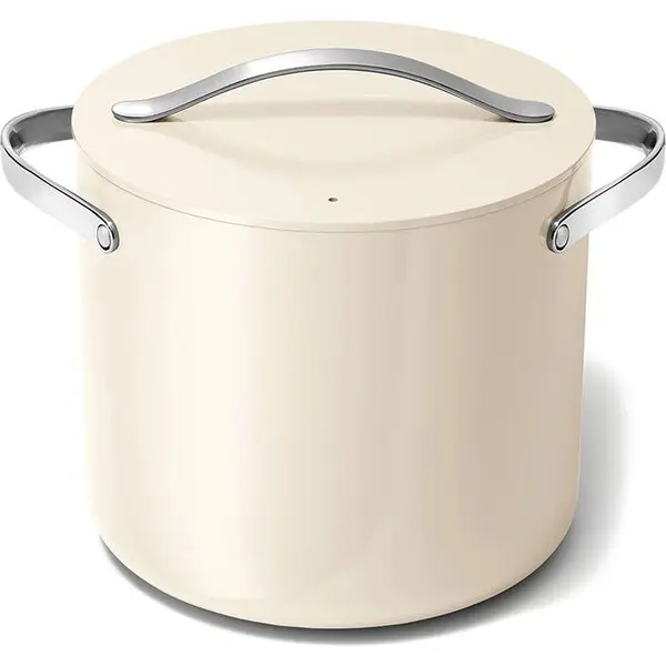 CARAWAY Nonstick Ceramic 12-quart Stockpot With Lid - Cream