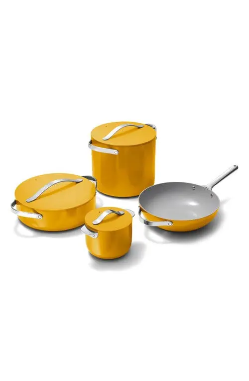 CARAWAY Nonstick Ceramic 7-piece Cookware Set With Lid Storage - Marigold
