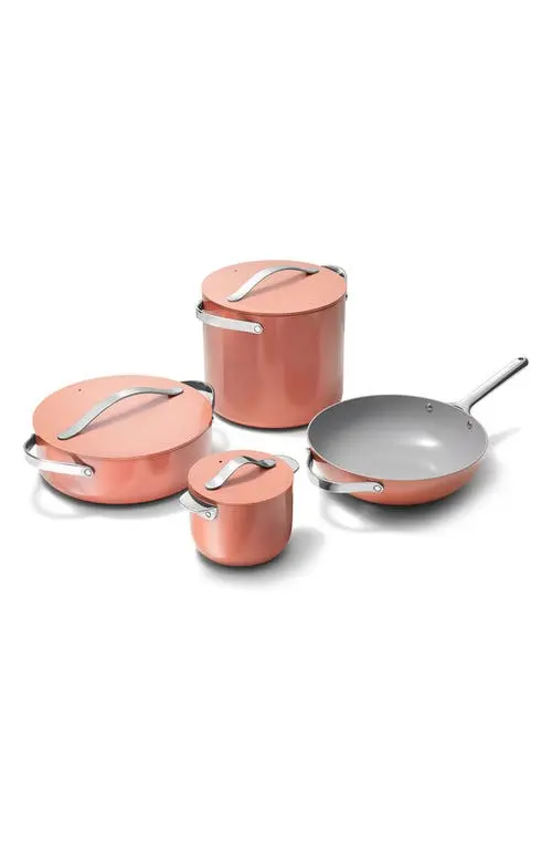 CARAWAY Nonstick Ceramic 7-piece Cookware Set With Lid Storage - Perracotta