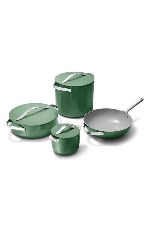 CARAWAY Nonstick Ceramic 7-piece Cookware Set With Lid Storage - Sage