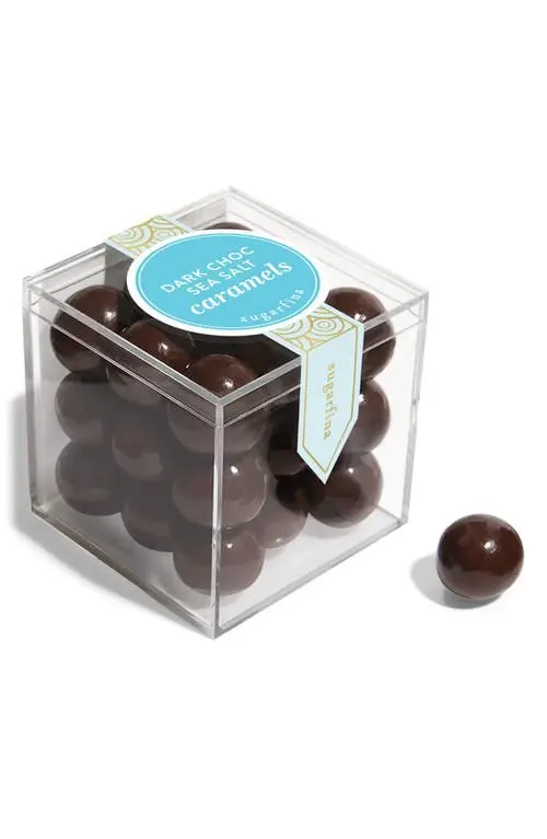 SUGARFINA Dark Chocolate Sea Salt Caramels Candy Cube - Clear