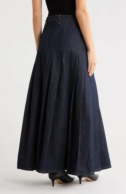 Topshop Pleated Denim Maxi Skirt