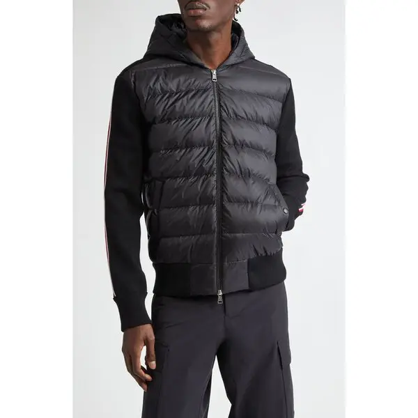Moncler Hybrid Down & Wool Zip Hoodie