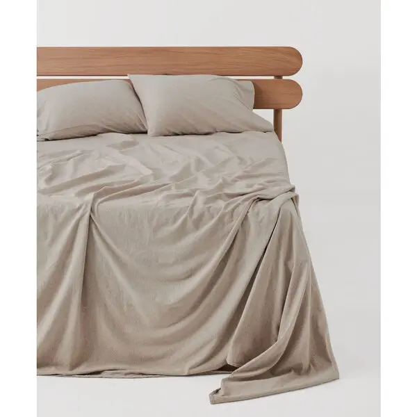 PACT Organic Cotton Organic Favorite Tee Jersey Sheet Set - Wheat Heather