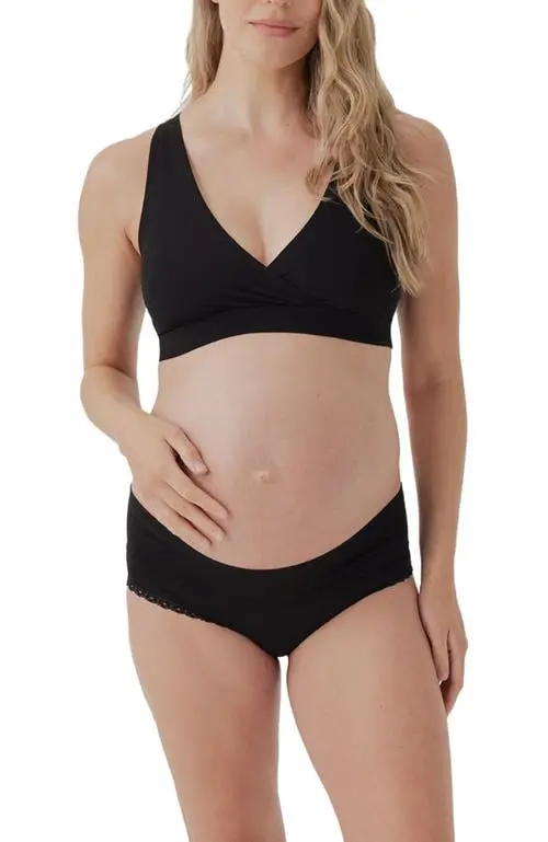 PACT Organic Cotton Maternity Nursing Bralette - Black