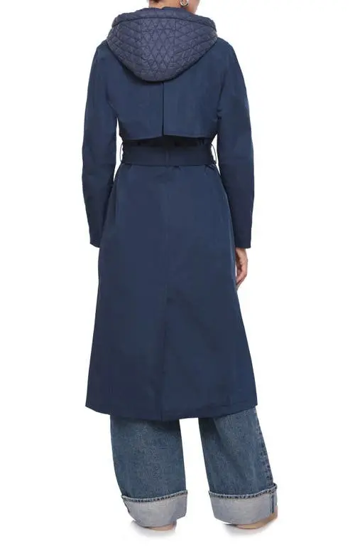 Avec Les Filles Double-breasted Trench Coat With Removable Hooded Dickey