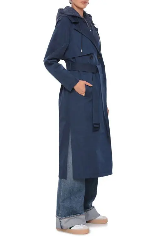 Avec Les Filles Double-breasted Trench Coat With Removable Hooded Dickey