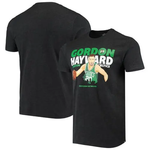 '47 Gordon Hayward Heathered Boston Celtics Player Graphic T-shirt - Black