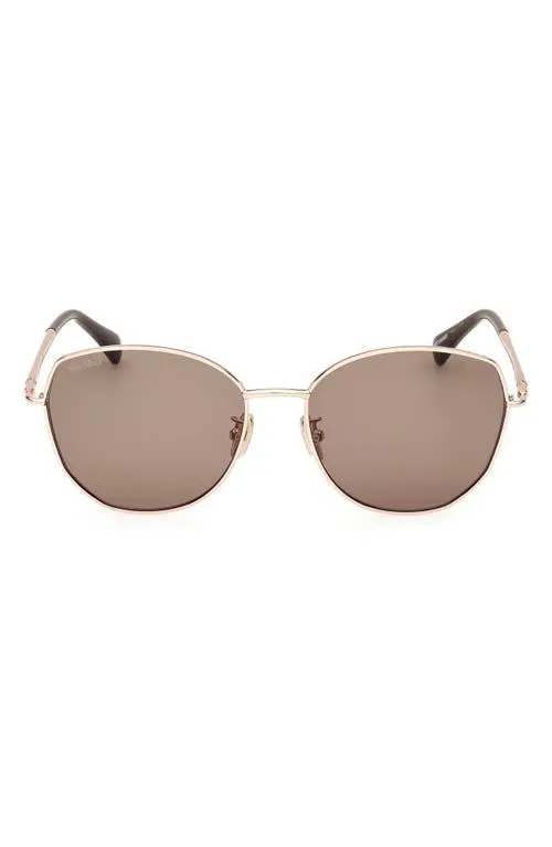 Max Mara 58mm Round Sunglasses - Gold/brown