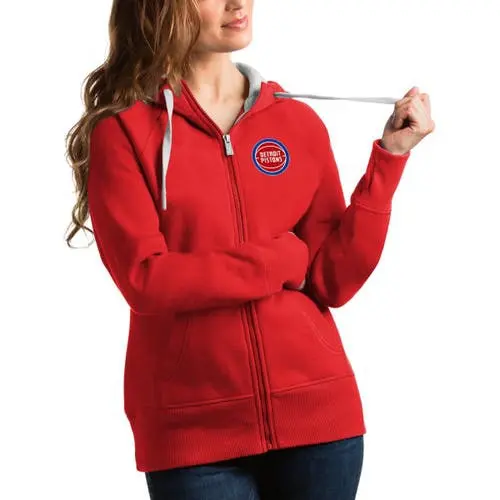 ANTIGUA Detroit Pistons Victory Full-zip Hoodie - Red