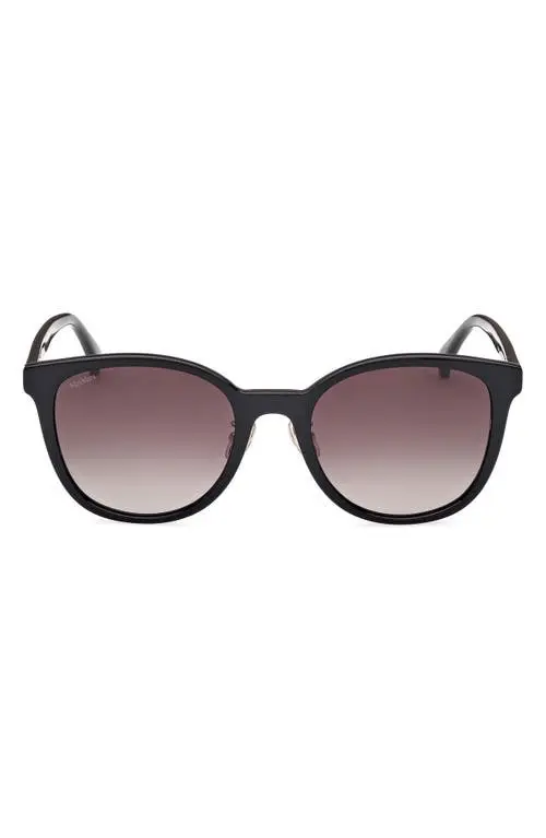 Max Mara 55mm Round Frame Sunglasses - Shiny Black / Gradient Smoke