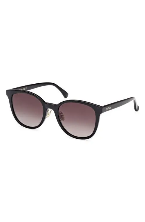 Max Mara 55mm Round Frame Sunglasses - Shiny Black / Gradient Smoke