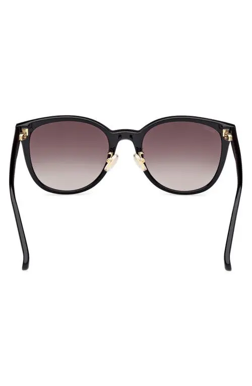Max Mara 55mm Round Frame Sunglasses - Shiny Black / Gradient Smoke