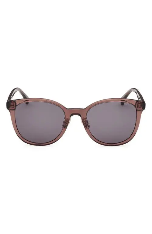 Max Mara 55mm Round Frame Sunglasses - Shiny Dark Brown / Smoke