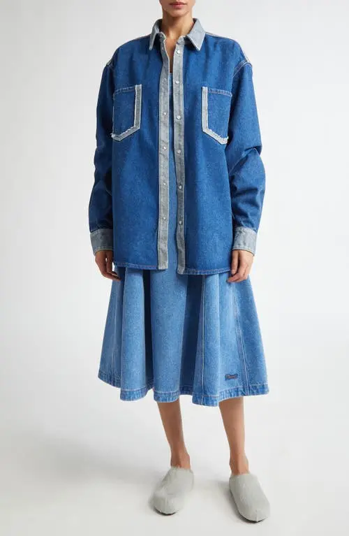 Marni Square Neck Denim Midi Dress In Cobalt - 40% Off | Editorialist