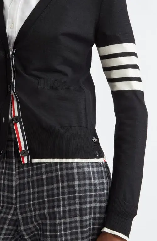 Thom Browne 4-bar Virgin Wool Cardigan - Black