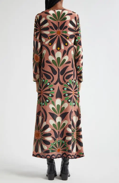 pink ainika flowers long sleeve maxi dress Ainika Flowers Pink Long Sleeve Maxi Dress  The RiverLane