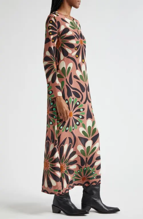pink ainika flowers long sleeve maxi dress Anika Maxi Dress ~ Pink Cosmos, 2XL