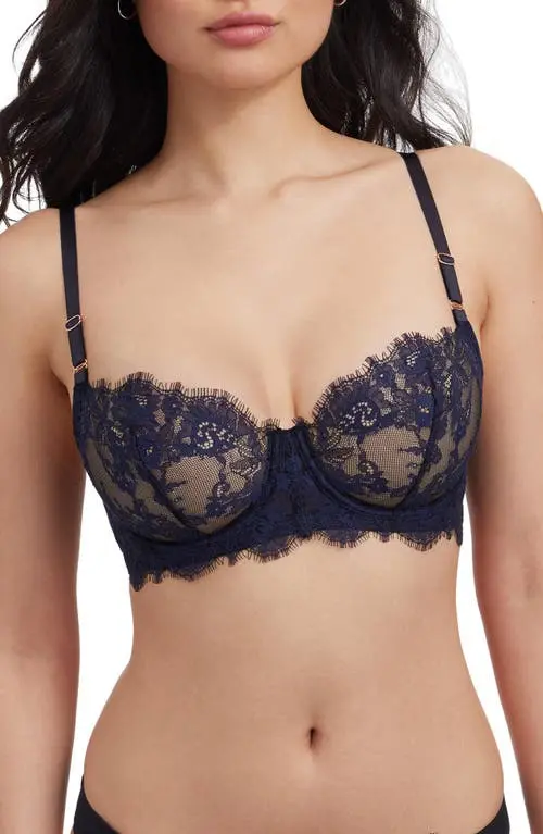 SKARLETT BLUE Entice Lace Balconette Underwire Bra - Black/midnight