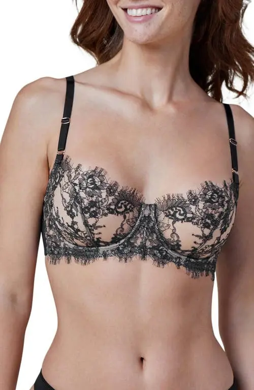 SKARLETT BLUE Entice Lace Balconette Underwire Bra - Black/nylon