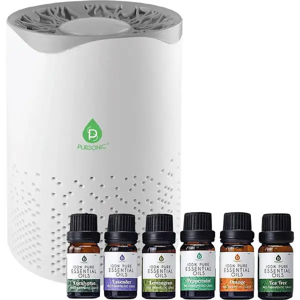 PURSONIC Air Purifier With 6-pack Premium Essential Oils Collection - Pure