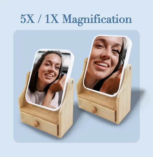 PURSONIC Dual-sided Vanity Mirror With Drawer Base - Ivory