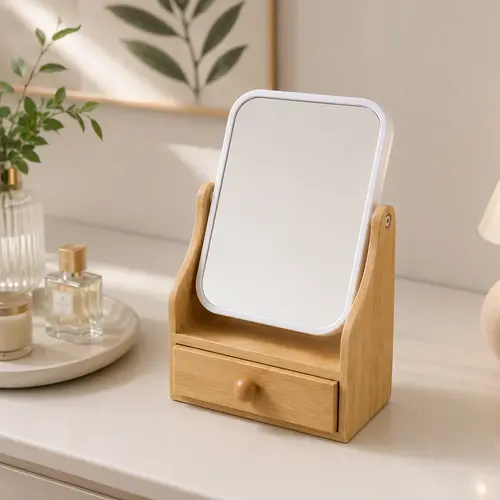 PURSONIC Dual-sided Vanity Mirror With Drawer Base - Ivory