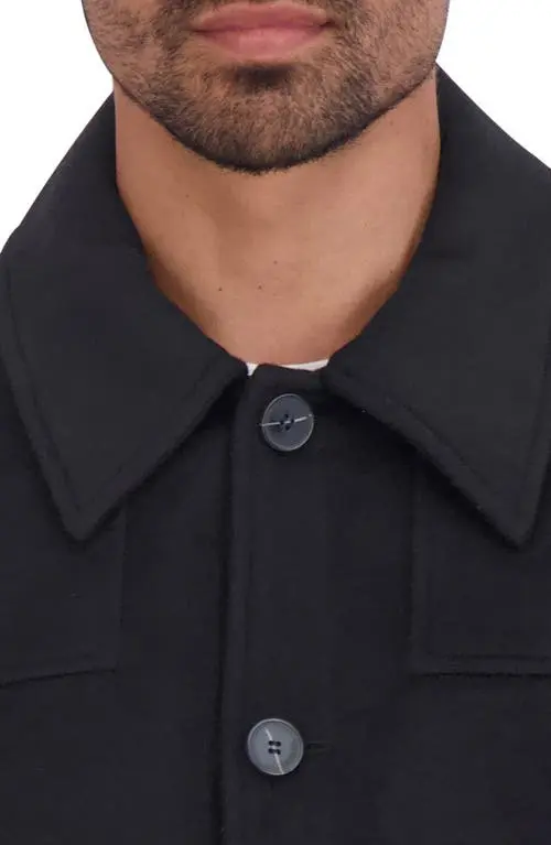 Cole Haan Wool Blend Shirt Jacket - Black