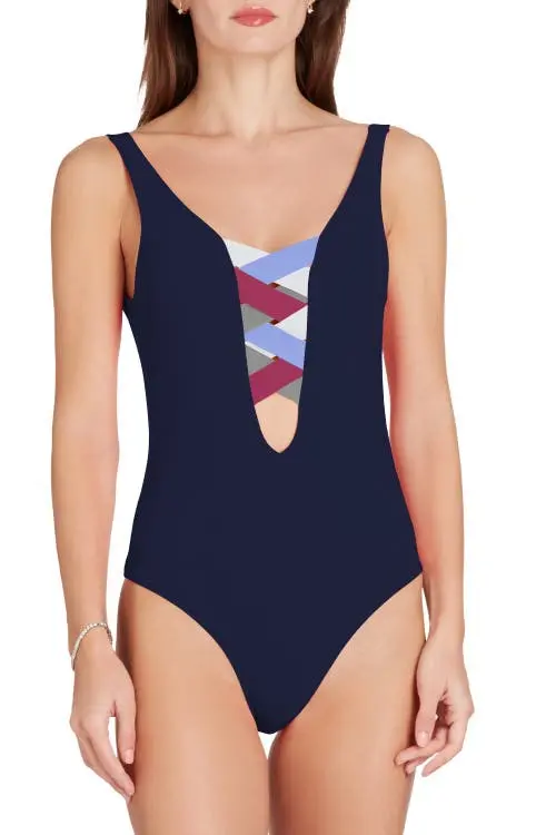 VALIMARE St Martin Bandage One-piece Swimsuit - Navy Blue