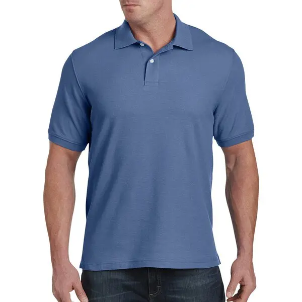 HARBOR BAY BY DXL Big & Tall Piqué Polo Shirt - Bijou Blue Heather