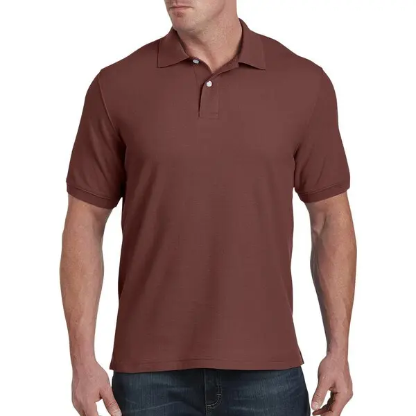 HARBOR BAY BY DXL Big & Tall Piqué Polo Shirt - Bitter Chocolate