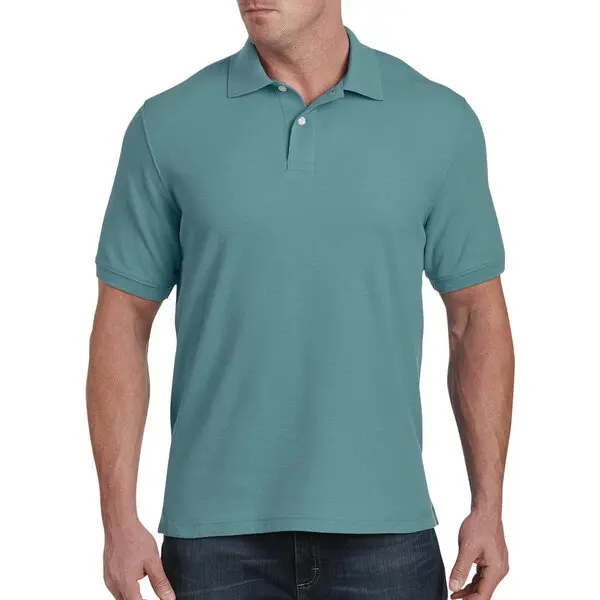 HARBOR BAY BY DXL Big & Tall Piqué Polo Shirt - Blue Spruce
