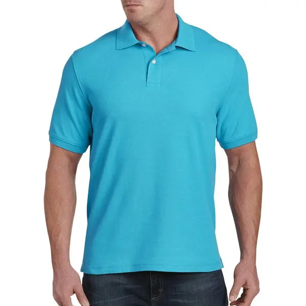 HARBOR BAY BY DXL Big & Tall Piqué Polo Shirt - Bluebird
