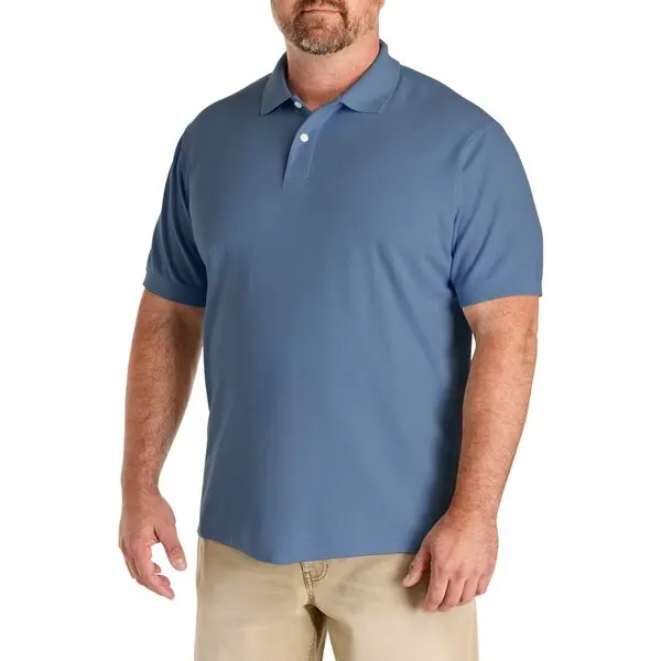HARBOR BAY BY DXL Big & Tall Piqué Polo Shirt - Copen Blue