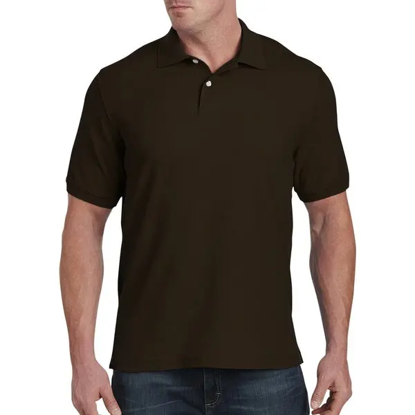 HARBOR BAY BY DXL Big & Tall Piqué Polo Shirt - Dark Brown