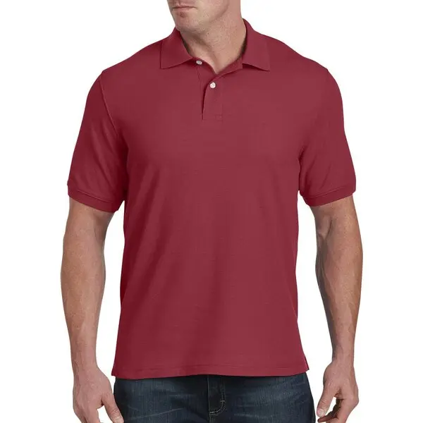 HARBOR BAY BY DXL Big & Tall Piqué Polo Shirt - Deep Claret