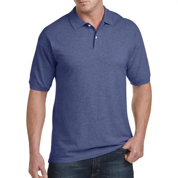 HARBOR BAY BY DXL Big & Tall Piqué Polo Shirt - Deep Indigo Heather