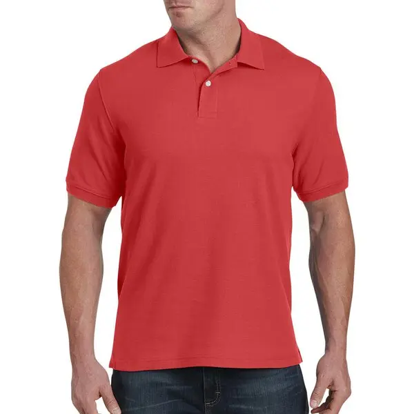 HARBOR BAY BY DXL Big & Tall Piqué Polo Shirt - Fiery Red