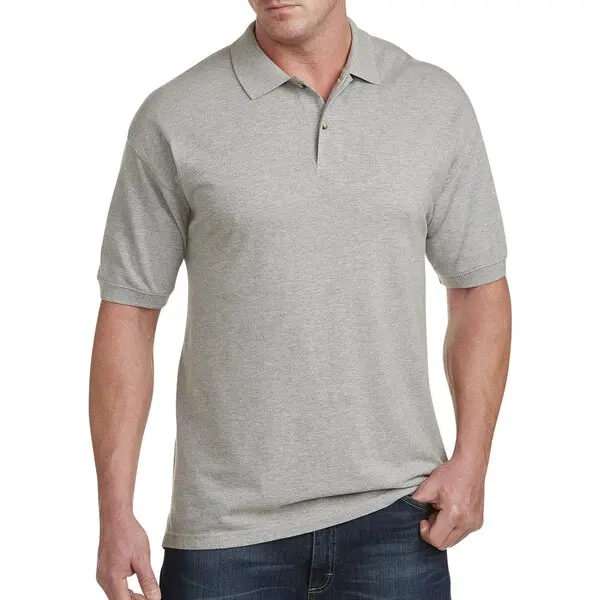 HARBOR BAY BY DXL Big & Tall Piqué Polo Shirt - Grey Heather