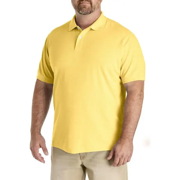 HARBOR BAY BY DXL Big & Tall Piqué Polo Shirt - Lemon Drop