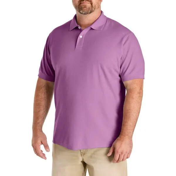 HARBOR BAY BY DXL Tall Piqué Polo Shirt - Mulberry Heather