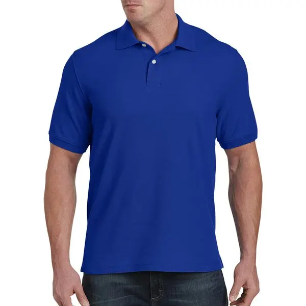 HARBOR BAY BY DXL Big & Tall Piqué Polo Shirt - Nautical Blue