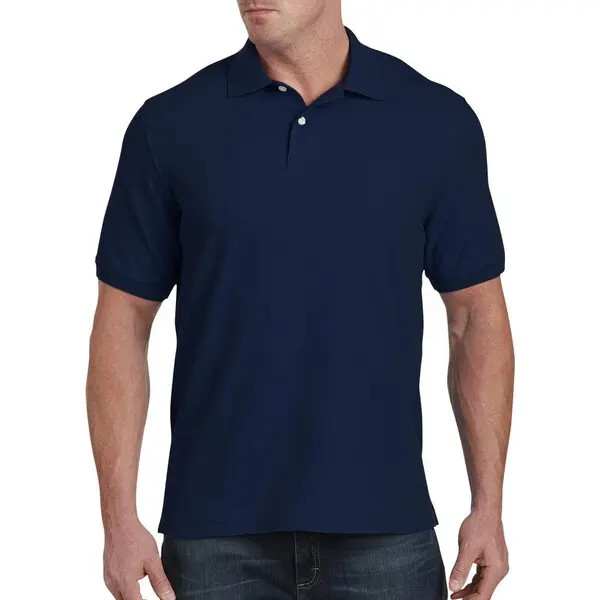 HARBOR BAY BY DXL Tall Piqué Polo Shirt - Navy