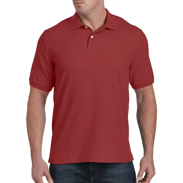 HARBOR BAY BY DXL Tall Piqué Polo Shirt - Red Dhalia