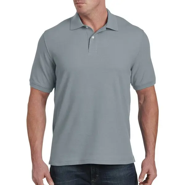 HARBOR BAY BY DXL Big & Tall Piqué Polo Shirt - Smoked Pearl Heather